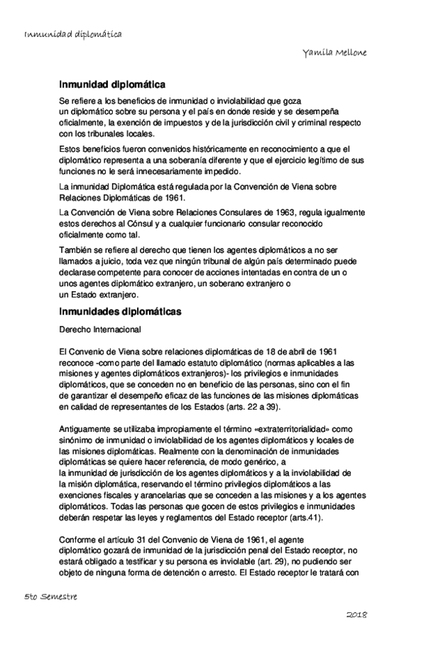 (DOC) Inmunidad diplomática
