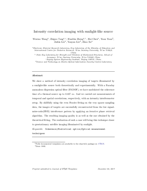 (PDF) Intensity correlation imaging with sunlight-like source