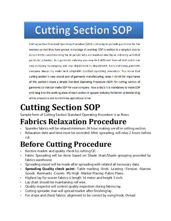 (DOC) Cutting Section SOP