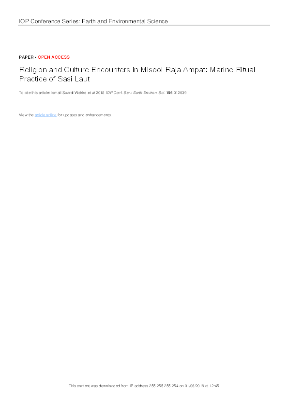 (PDF) RELIGION AND CULTURE ENCOUNTERS IN MISOOL RAJA AMPAT: MARINE ...