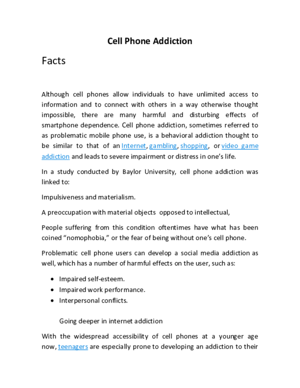 (DOC) Cell Phone Addiction