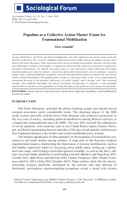(PDF) Populism as a Collective Action Master Frame for Transnational ...
