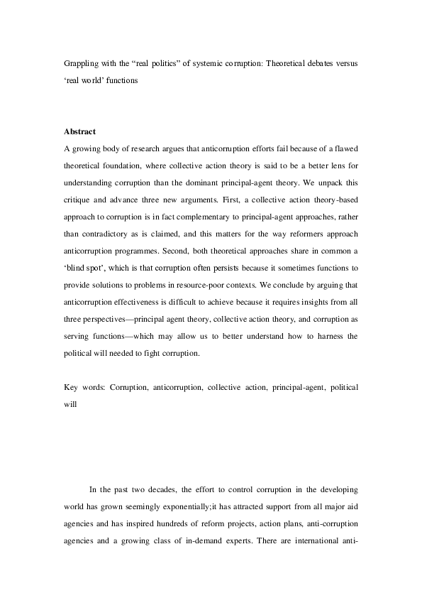 (DOC) Grappling with the “real politics” of systemic corruption ...