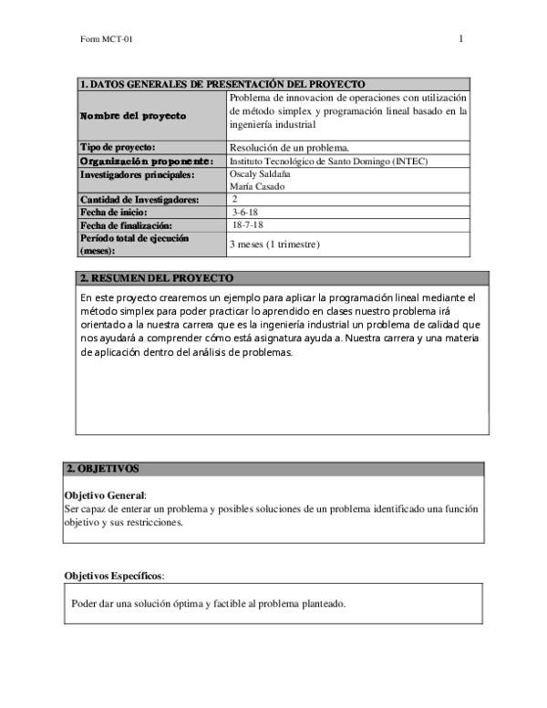 (DOC) DATOS GENERALES DE PRESENTACIÓN DEL PROYECTO Nombre del proyecto