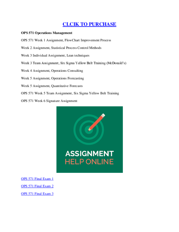 (DOC) OPS 571 Operations Management