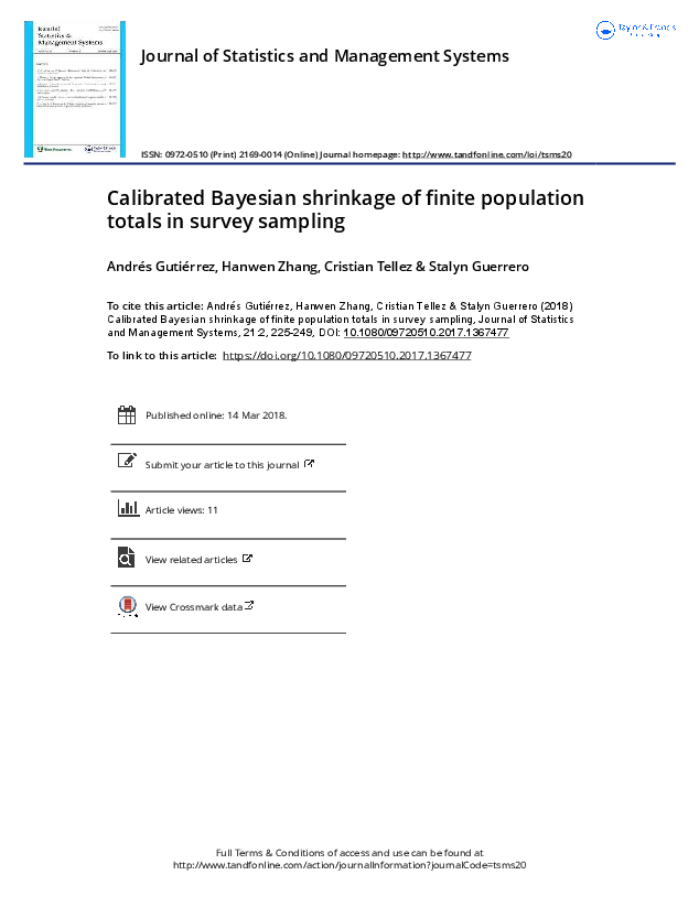 (PDF) Journal of Statistics and Management Systems Calibrated Bayesian shrinkage of finite ...