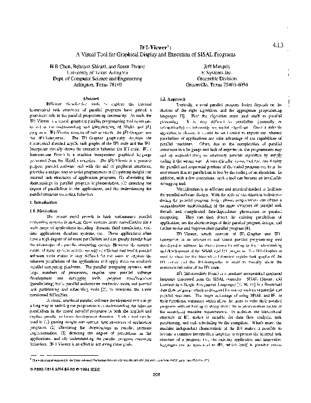 Pdf If1 Viewer A Visual Tool For Graphical Display And Execution Of Sisal Programs
