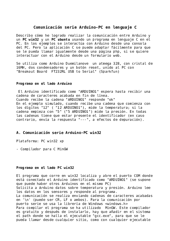 (PDF) Comunicación serie Arduino-PC en lenguaje C