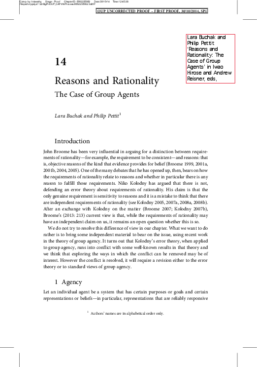 (PDF) Reasons and Rationality: The Case of Group Agents