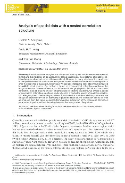 Pdf Analysis Of Spatial Data With A Nested Correlation Structure