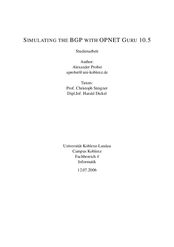 (PDF) SIMULATING THE BGP WITH OPNET GURU 10.5 | marcelo magueño ...