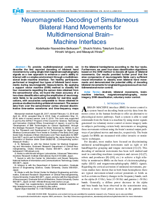 (PDF) Neuromagnetic Decoding of Simultaneous Bilateral Hand Movements for Multidimensional Brain ...