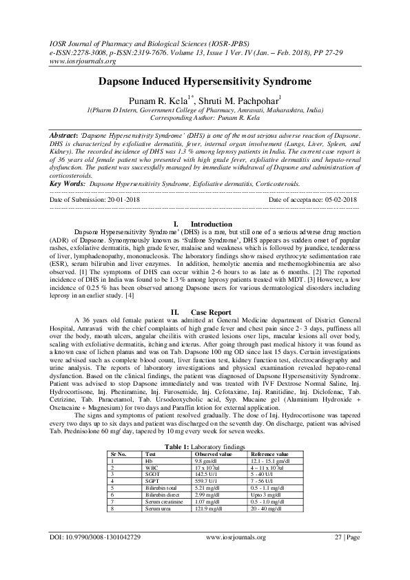 (PDF) Dapsone hypersensitivity syndrome: a case in rural area of ...
