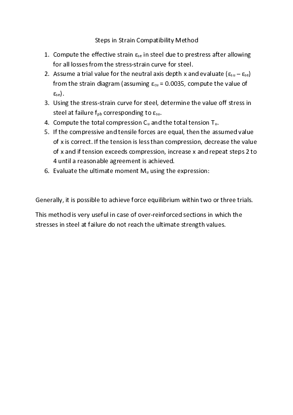 (DOC) Steps in Strain Compatibility Method