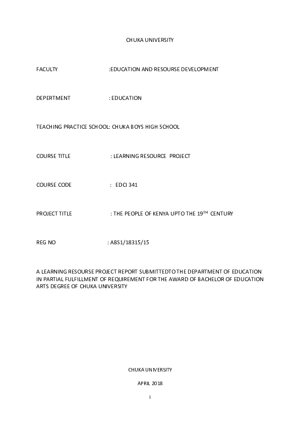 (DOC) A LEARNING RESOURSE PROJECT REPORT SUBMITTEDTO THE DEPARTMENT OF ...