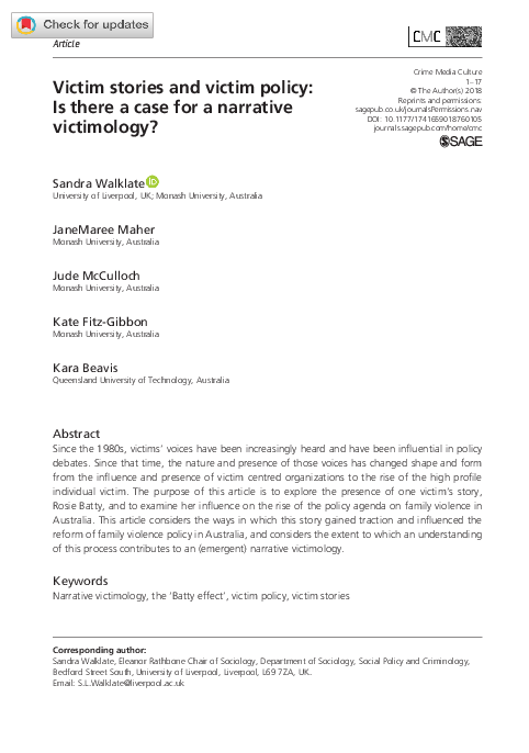 (PDF) Victim stories and victim policy: Is there a case for a narrative ...