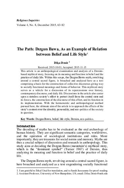 (PDF) The Path: Dızgun Bawa, As an Example of Relation between Belief ...