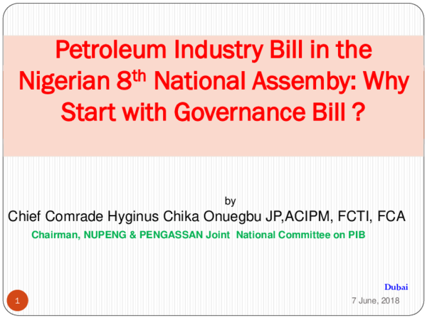 (PDF) Petroleum Industry Bill in the Nigerian 8th National Assembly ...