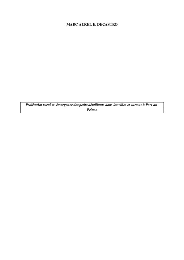 (PDF) Proletariat rural et emergence des petits details dans les villes ...