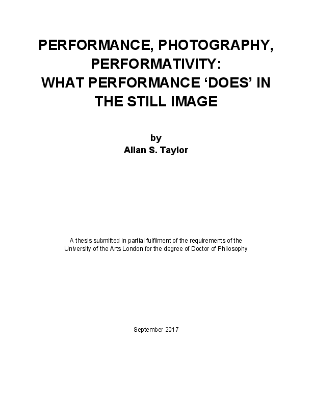 (PDF) PERFORMANCE, PHOTOGRAPHY, PERFORMATIVITY: WHAT PERFORMANCE 'DOES ...