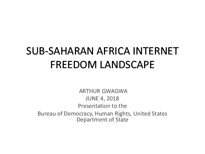 (PDF) SUB-SAHARAN AFRICA INTERNET FREEDOM LANDSCAPE