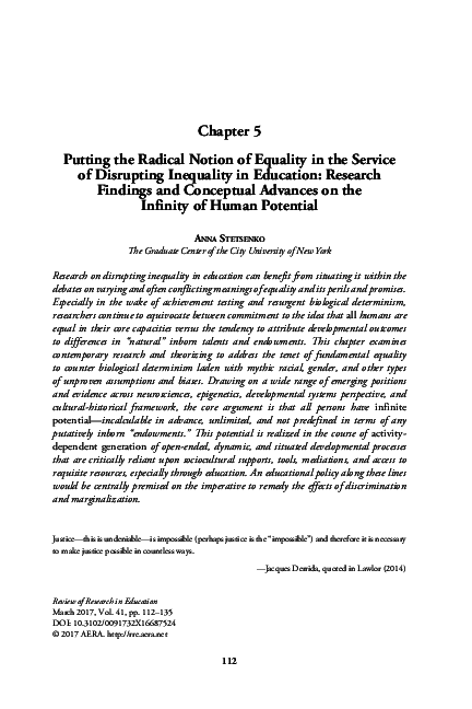 (PDF) Putting the Radical Notion of Equality in the Service of ...