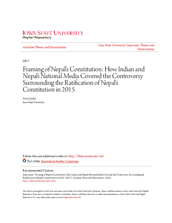 (PDF) Framing of Nepal' s Constitution: How Indian and Nepali National ...