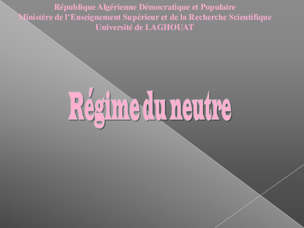 (PPT) Régime du neutre