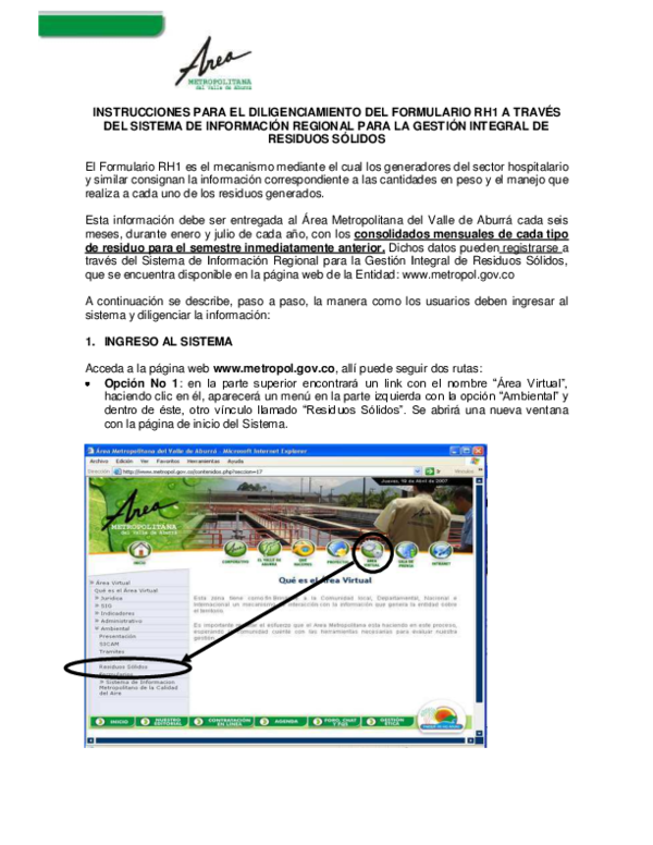 (PDF) INSTRUCCIONES PARA EL DILIGENCIAMIENTO DEL FORMULARIO RH1 A ...