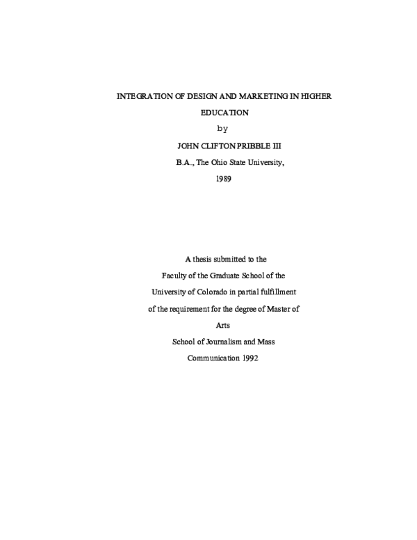 (PDF) INTEGRATION OF DESIGN AND MARKETING IN HIGHER EDUCATION by John ...