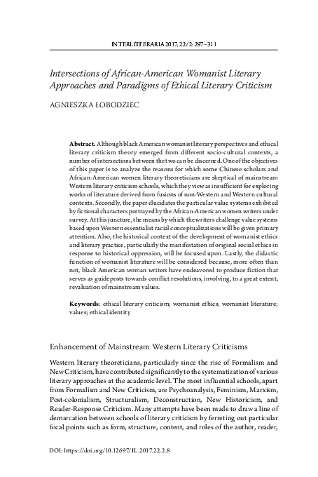 (PDF) Intersections of African-American Womanist Literary Approaches ...