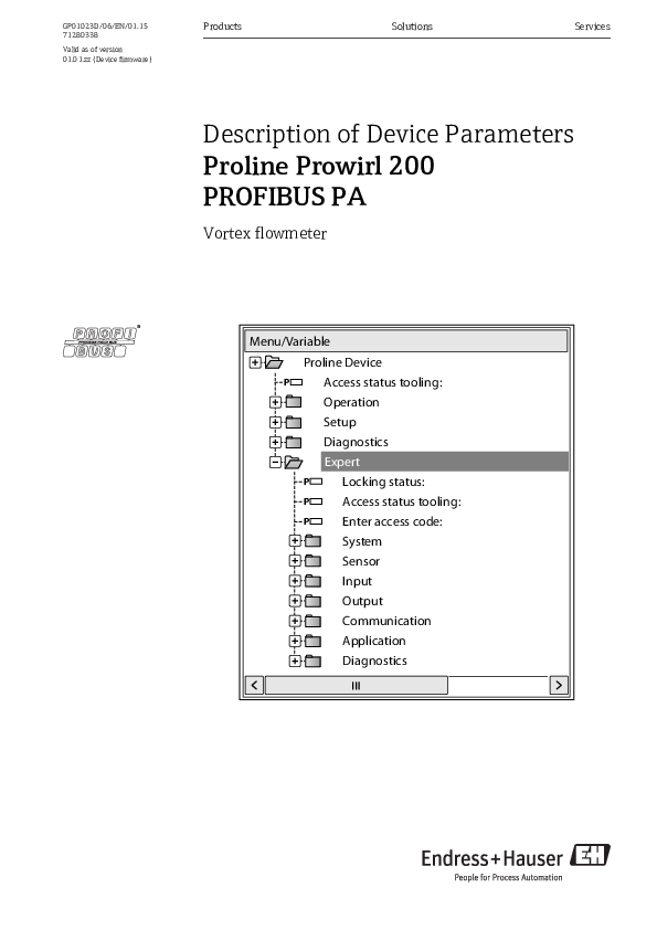 (PDF) Description of Device Parameters Proline Prowirl 200 PROFIBUS PA | TOKO SERBA ADA Surabaya ...