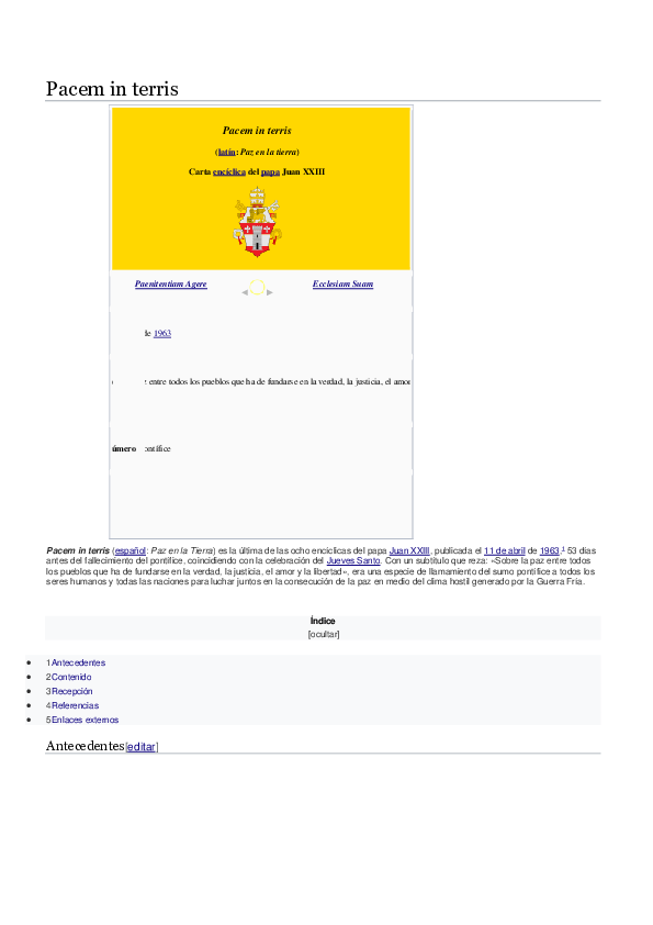 (DOC) Pacem in terris Pacem in terris