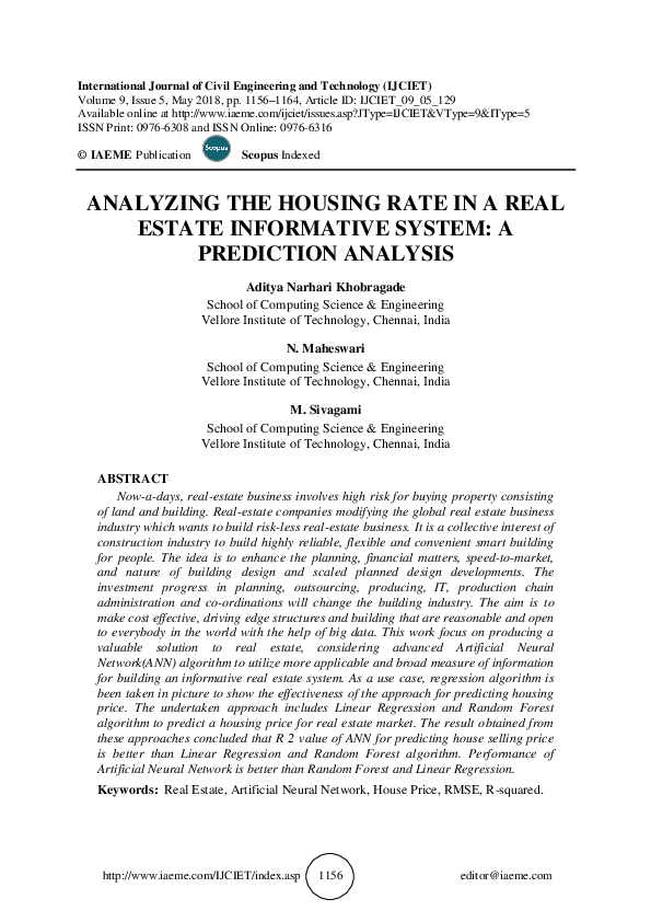 (PDF) ANALYZING THE HOUSING RATE IN A REAL ESTATE INFORMATIVE SYSTEM: A ...