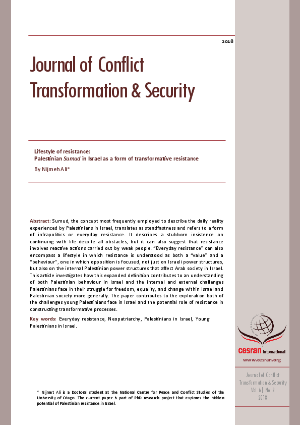 (PDF) Lifestyle of resistance: Palestinian Sumud in Israel as a form of ...