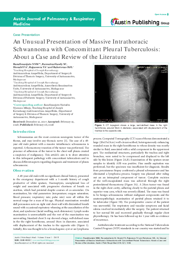 Pdf An Unusual Presentation Of Massive Intrathoracic Schwannoma With Concomittant Pleural