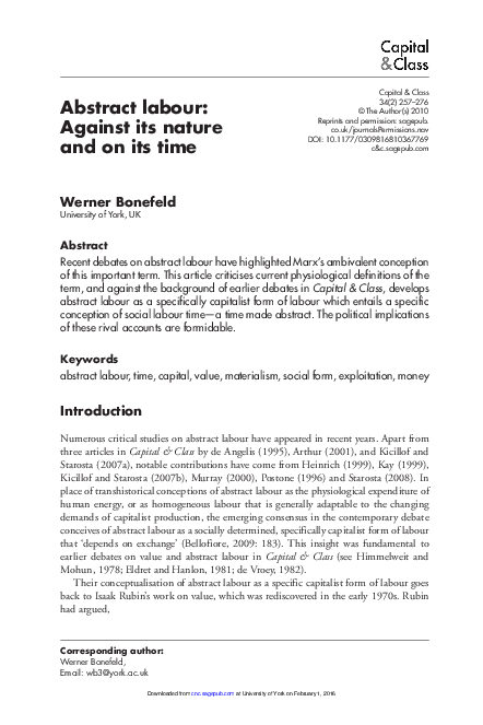 (PDF) Abstract Labour: Against its nature and on its time