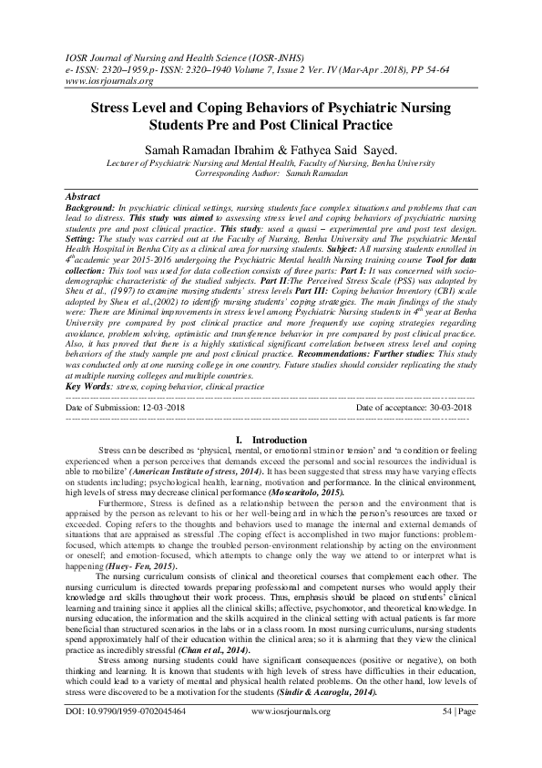 (PDF) Examining stress perceptions and coping strategies among Saudi nursing students: A ...