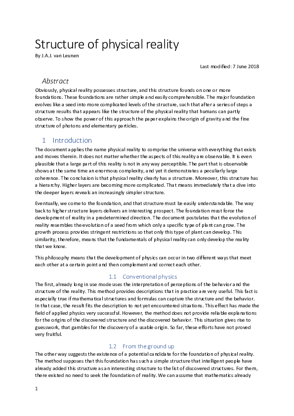 (PDF) Structure of physical reality