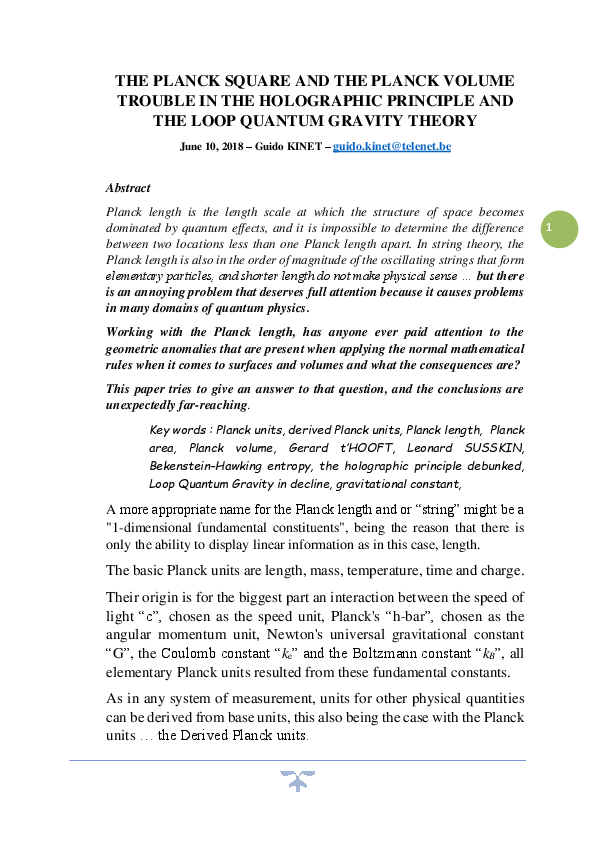 (PDF) THE PLANCK SQUARE AND THE PLANCK VOLUME TROUBLE IN THE HOLOGRAPHIC PRINCIPLE AND THE LOOP ...