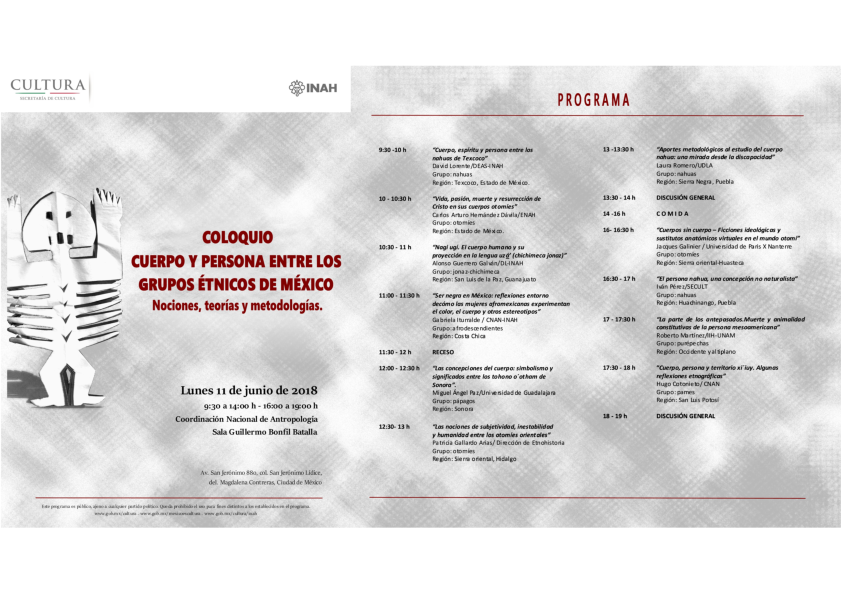 (PDF) Programa del Coloquio Cuerpo y Persona entre los pueblos indígenas de México - Nociones ...