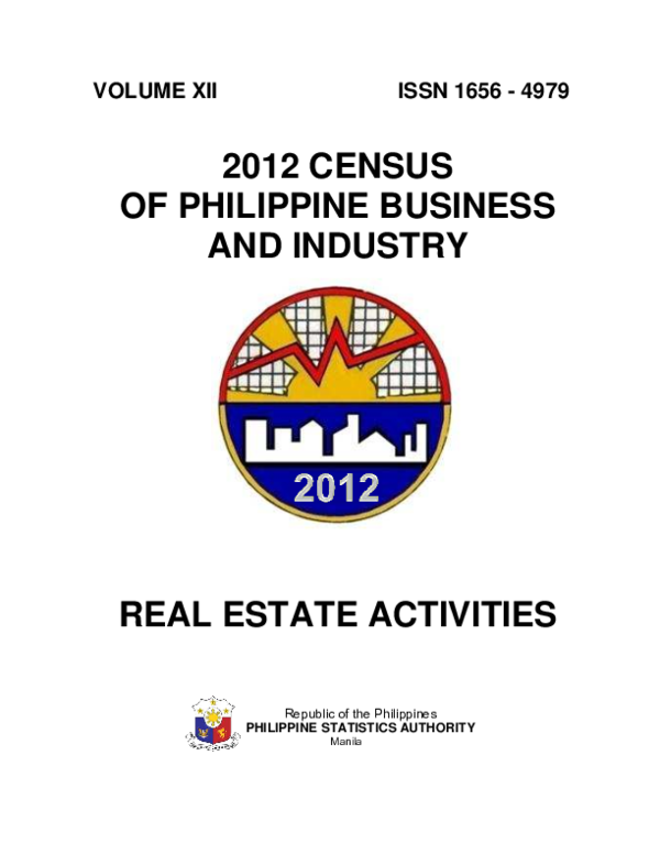 (PDF) 2012 CENSUS OF PHILIPPINE BUSINESS AND INDUSTRY REAL ESTATE ...