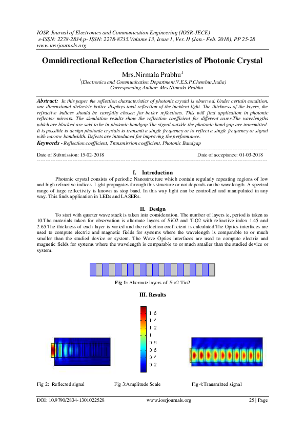 Pdf Omnidirectional Reflection Characteristics Of Photonic Crystal