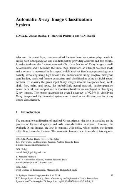 (PDF) Automatic X-ray Image Classification System
