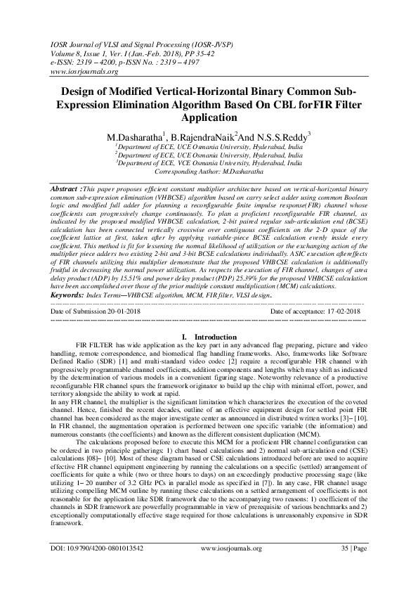 (PDF) Design of Modified Vertical-Horizontal Binary Common Sub- Expression Elimination Algorithm ...