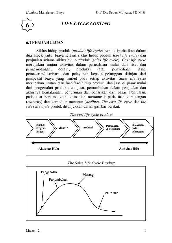 (PDF) Handout Manajemen Biaya LIFE-CYCLE COSTING