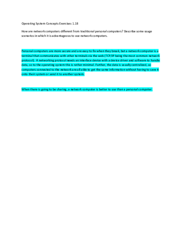 Doc Operating System Concepts Exercises 118