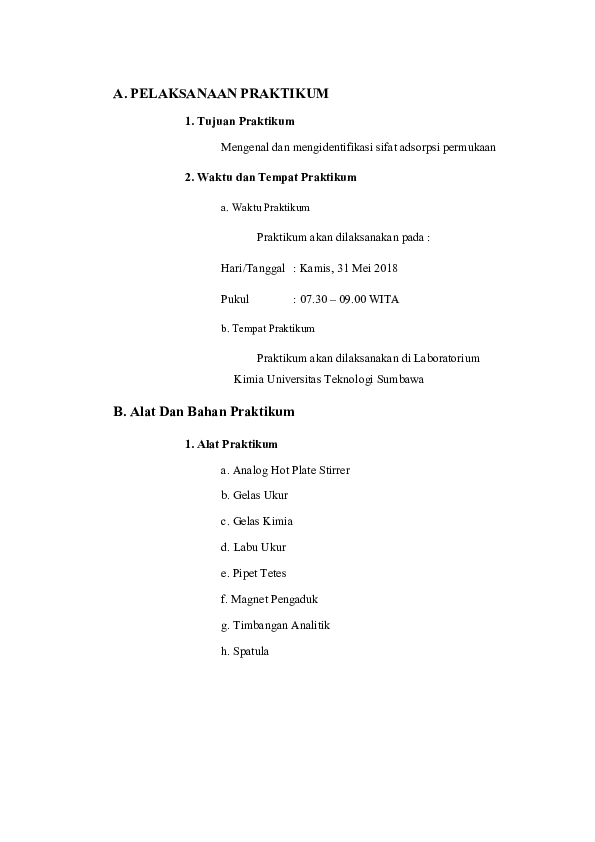 (PDF) A. PELAKSANAAN PRAKTIKUM | muhammad miftah - Academia.edu