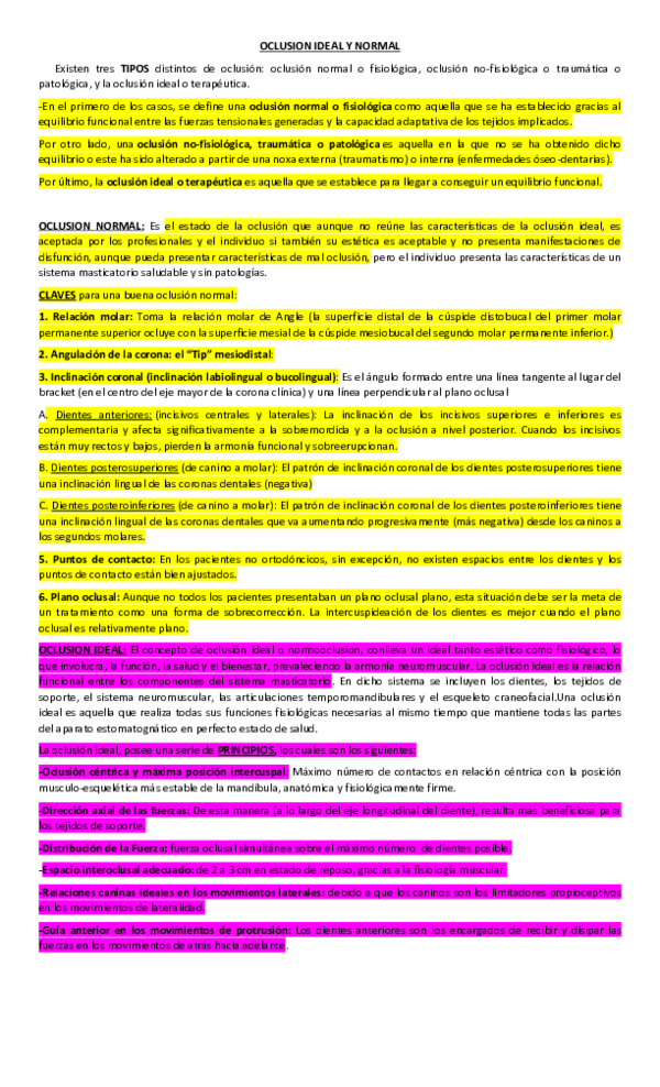 (DOC) OCLUSION IDEAL Y NORMAL