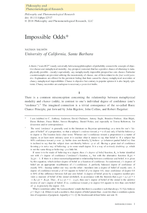 (PDF) Impossible Odds